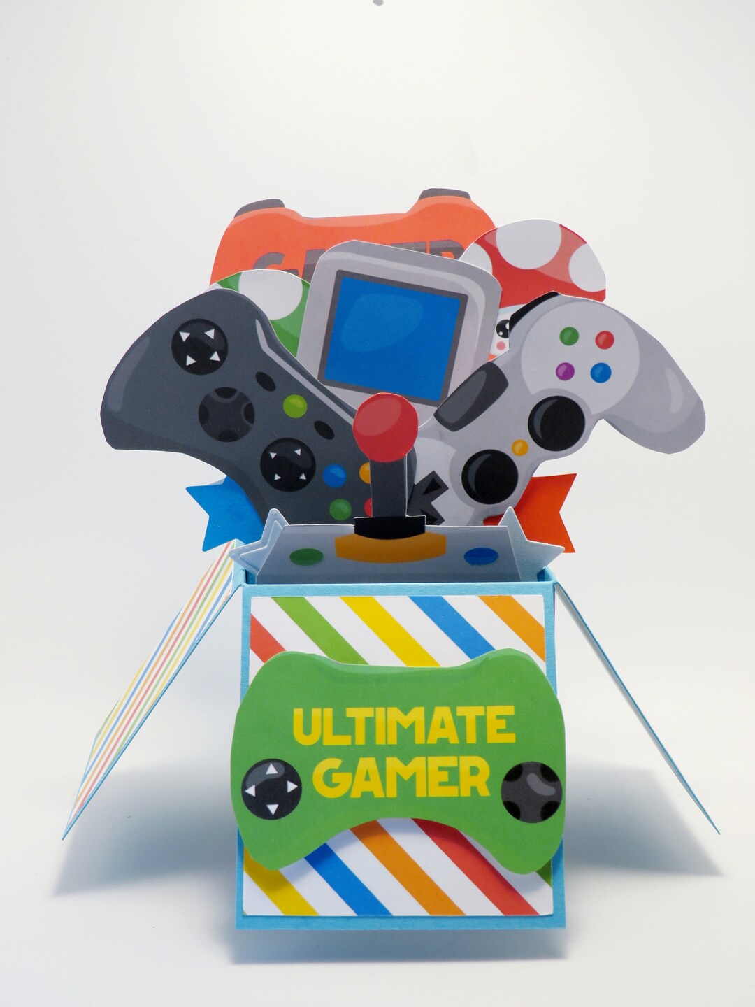 Gaming Pop up Box Card, Computer Games Card, Video Games, Teen, Tween ...