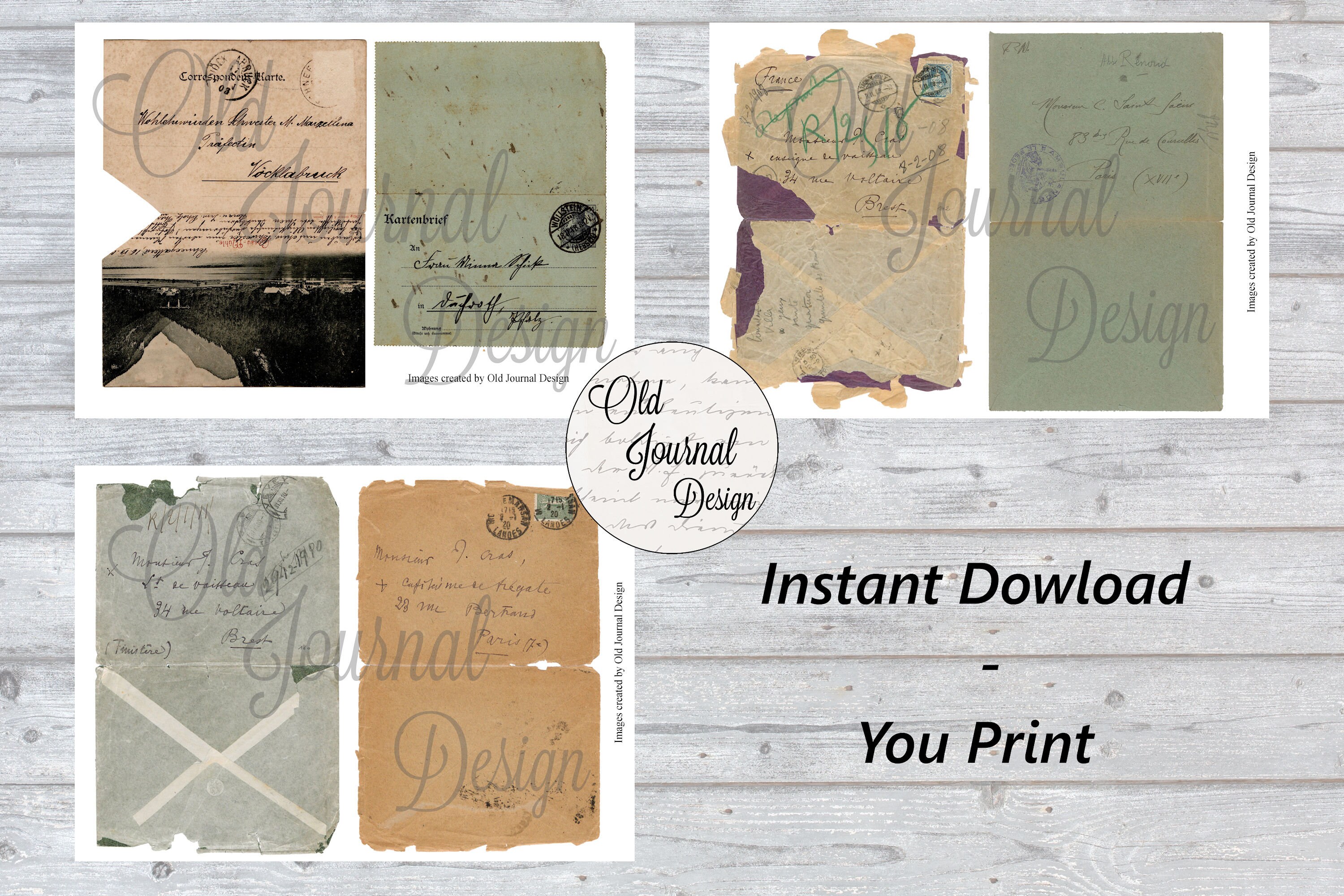 10 Pg OLD Vintage ENVELOPES Set 1 a4letter Size Printable Junk Journal ...