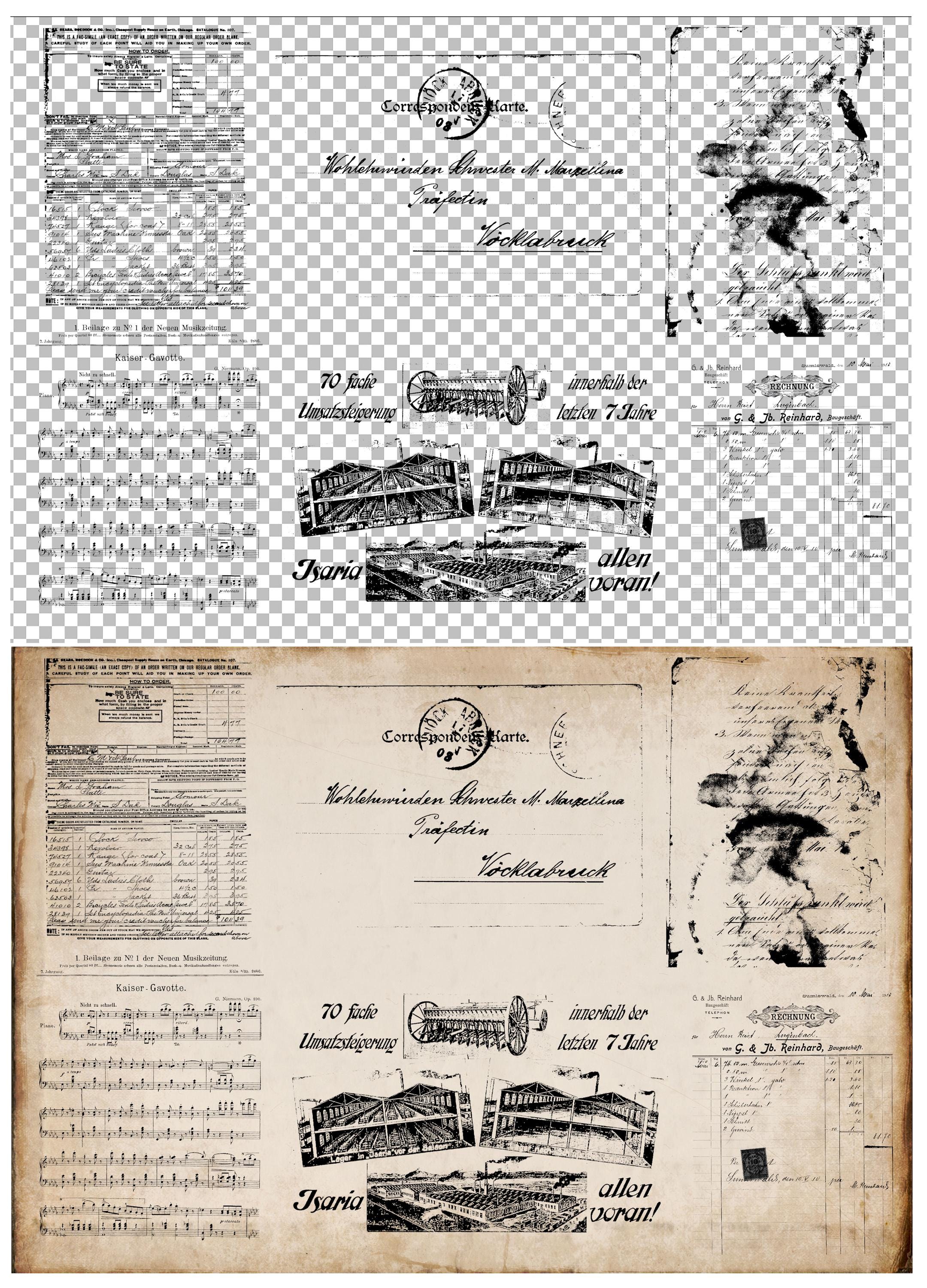 30 Mixed Antique Overlays, Transparent Background, Png Files, Digital ...