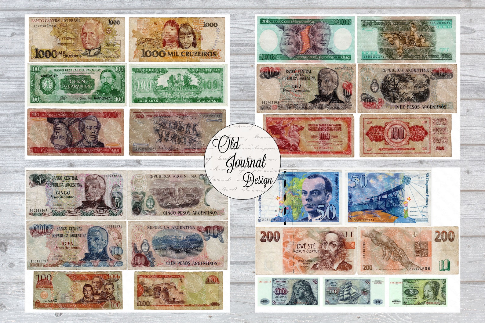 Vintage Banknotes Set #1 Printable Junk Journal Ephemera Digital ...