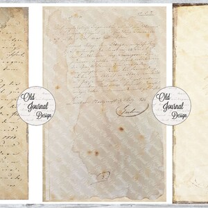 12 Pg Vintage old Documents Set 5 A4 Letter Size Printable Junk Journal ...