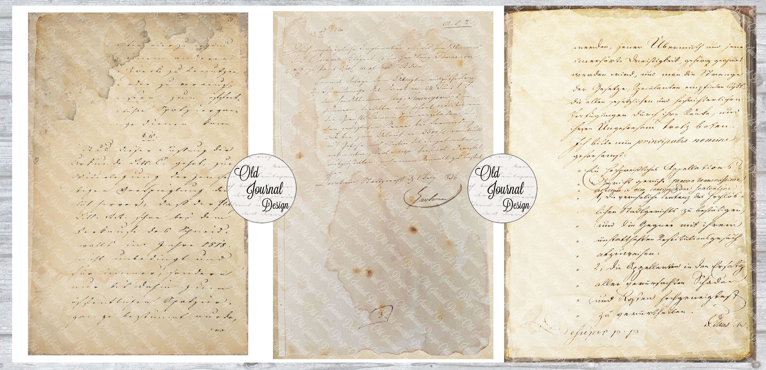 12 Pg Vintage old Documents Set 5 A4 Letter Size Printable Junk Journal ...