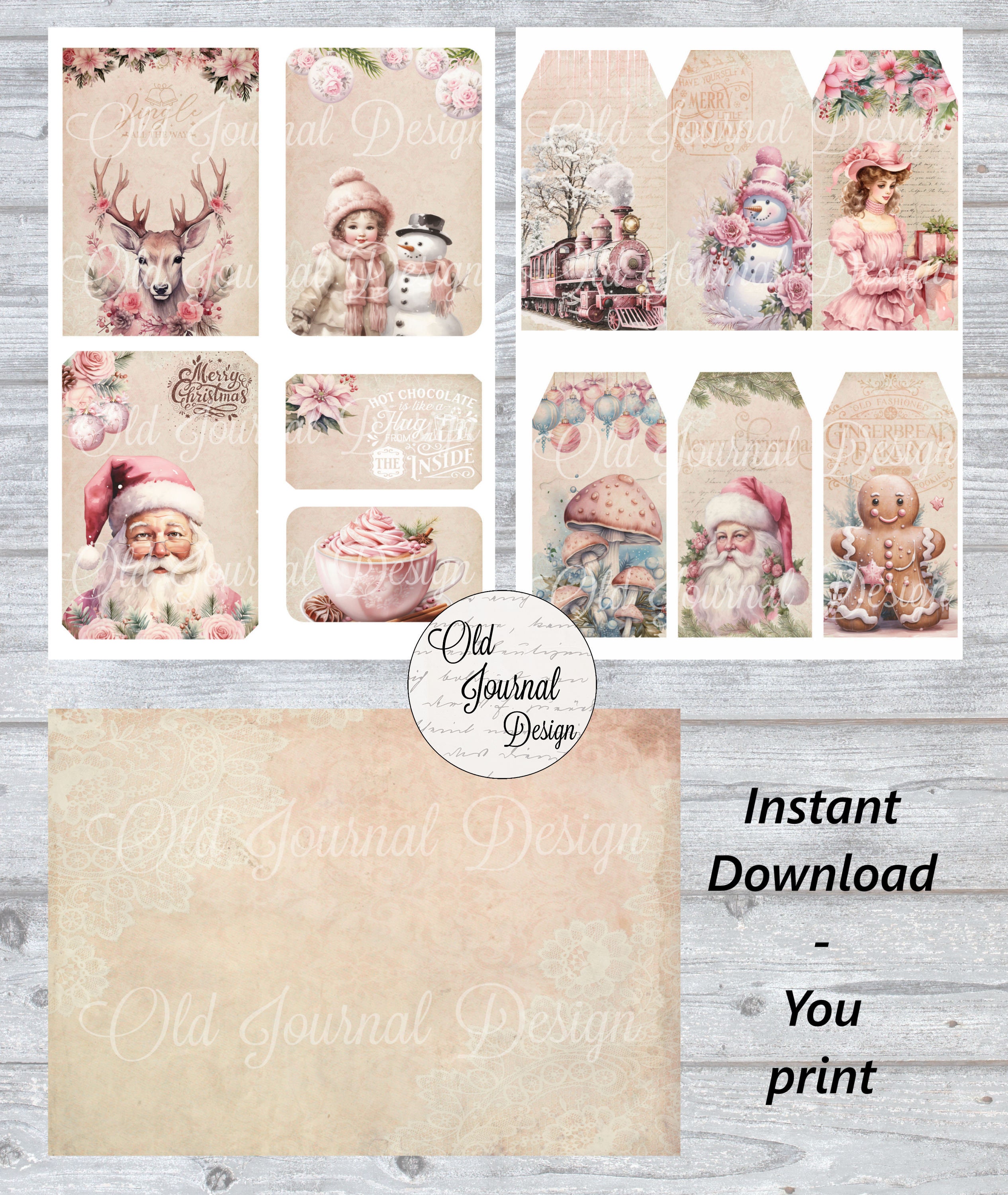 15 Pg PINK CHRISTMAS Set 1 A4 US Letter Size Vintage - Etsy