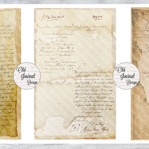12 Pg Vintage old Documents Set 5 A4 Letter Size Printable Junk Journal ...