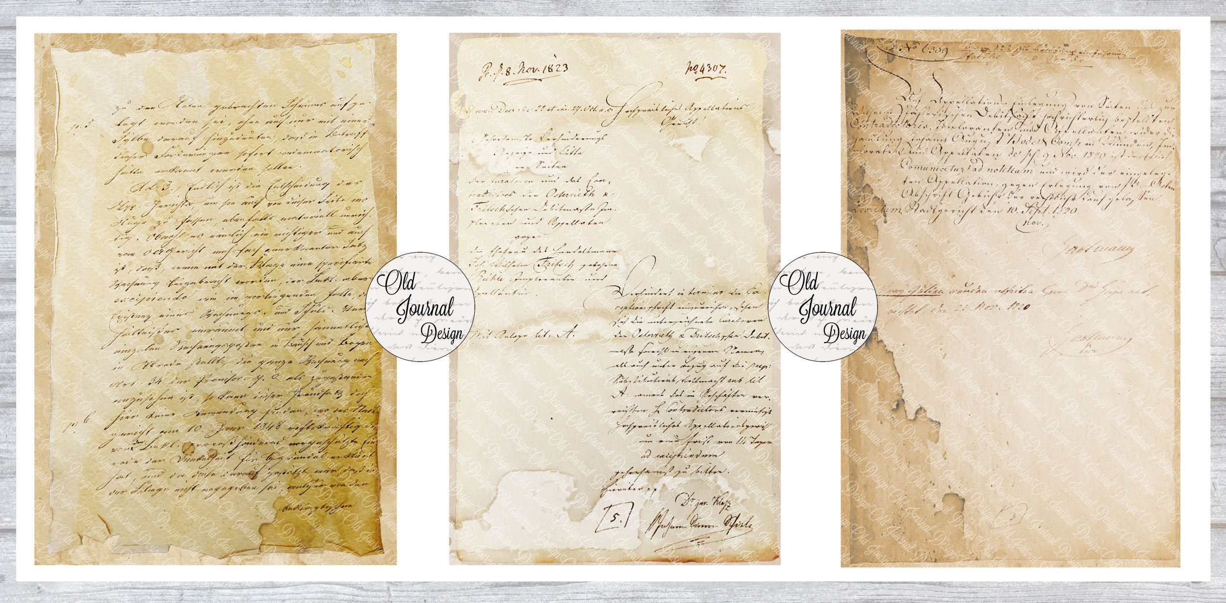 12 Pg Vintage old Documents Set 5 A4 Letter Size Printable Junk Journal ...