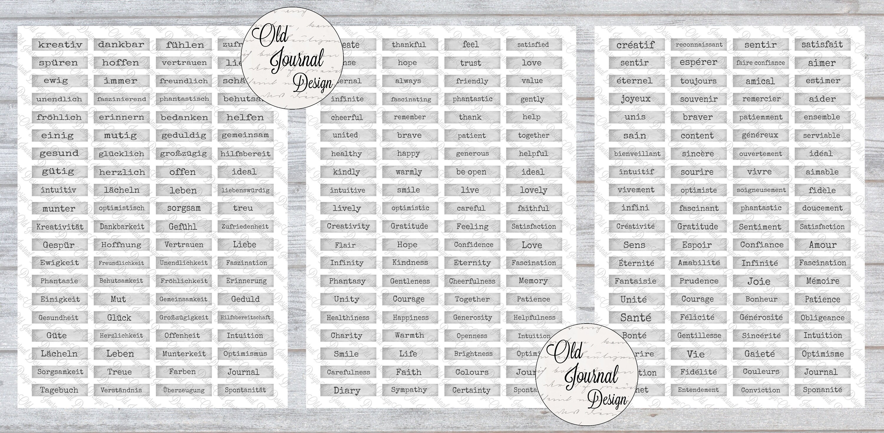 Vintage "positive Words" Label Printable Junk Journal Pages ...