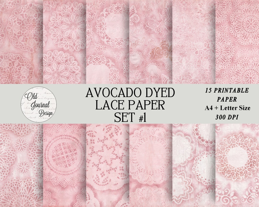 15 Pg Vintage French Avocado Dyed Lace Paper Printable Junk Journal ...