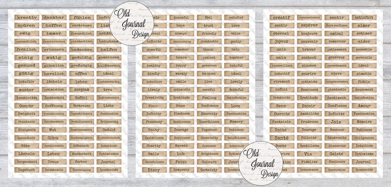 Vintage positive Words Label Printable Junk - Etsy