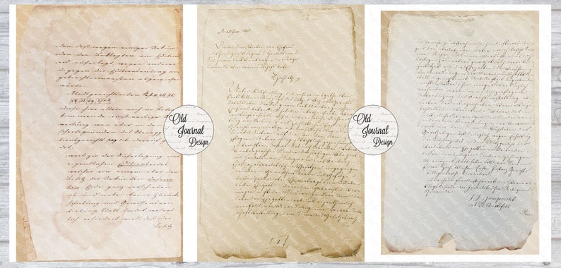 12 Pg Vintage old Documents Set 5 A4 Letter Size Printable Junk Journal ...