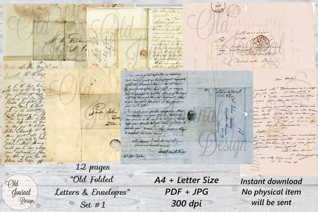 12 Pg OLD Vintage Letters & ENVELOPES Set #1 - (a4+letter Size ...