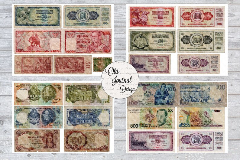 Vintage Banknotes Set #1 Printable Junk Journal Ephemera Digital ...