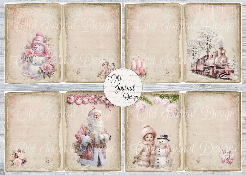 15 Pg PINK CHRISTMAS Set 1 A4 US Letter Size Vintage - Etsy