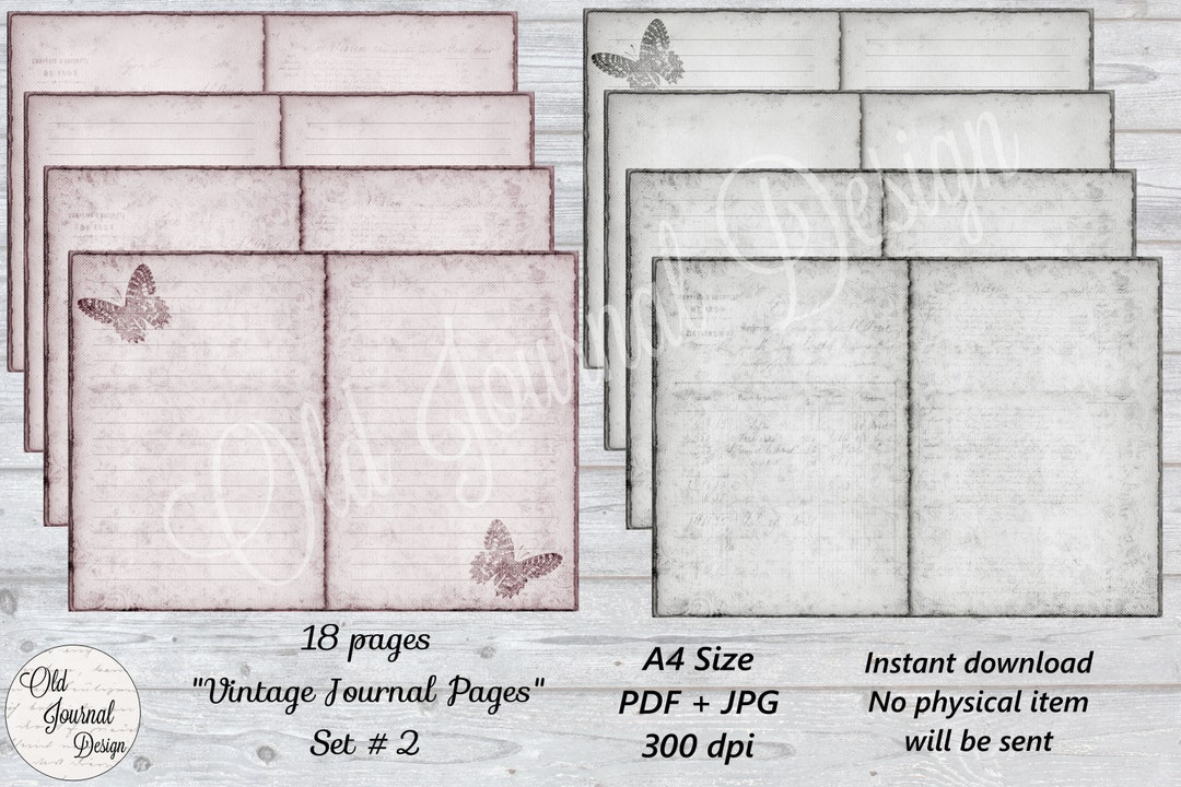 Vintage Faded Journal Pages Set #2 French Paper Printable Junk Journal ...