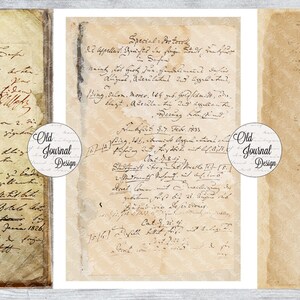12 Pg Vintage old Documents Set 5 A4 Letter Size Printable Junk Journal ...