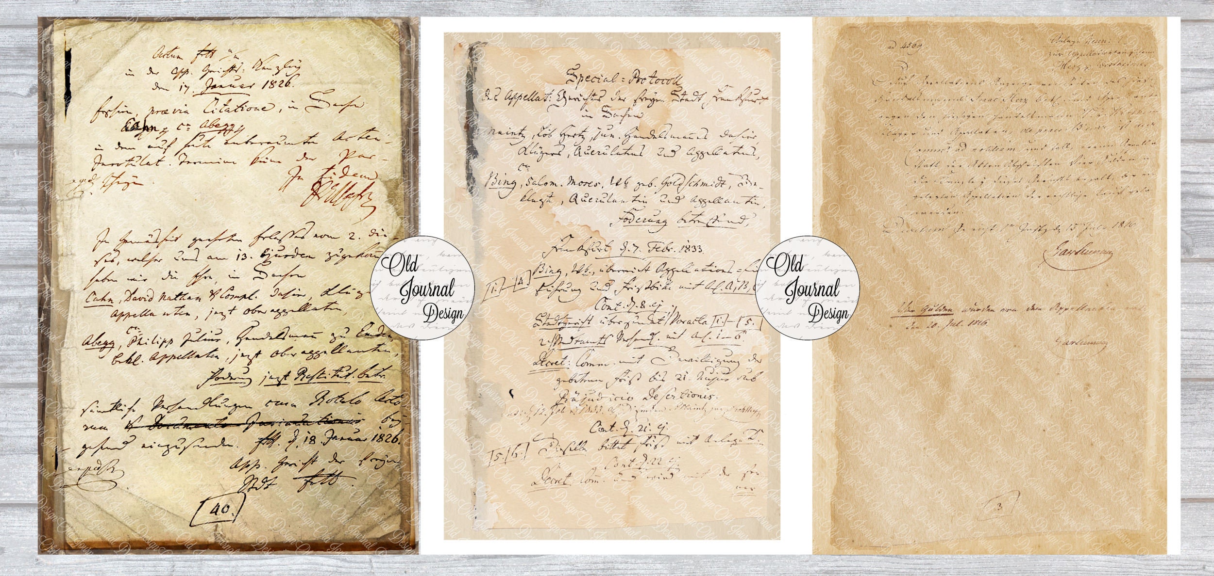 12 Pg Vintage old Documents Set 5 A4 Letter Size Printable Junk Journal ...