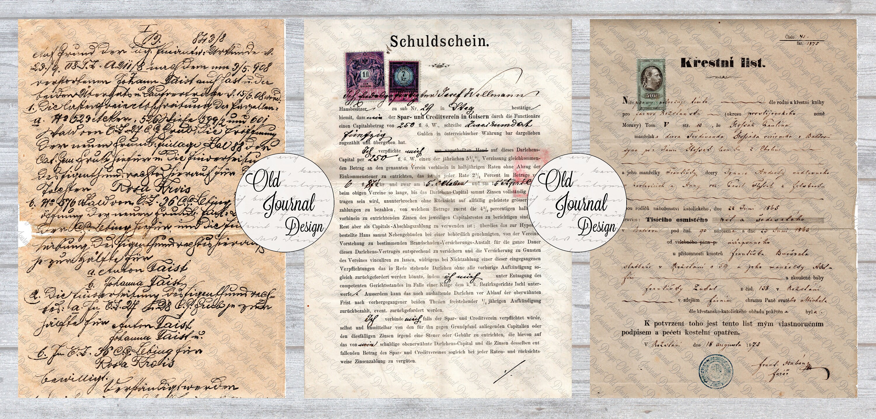 21 Pg Vintage old Documents Set 2 Printable Junk Journal Pages Digital ...