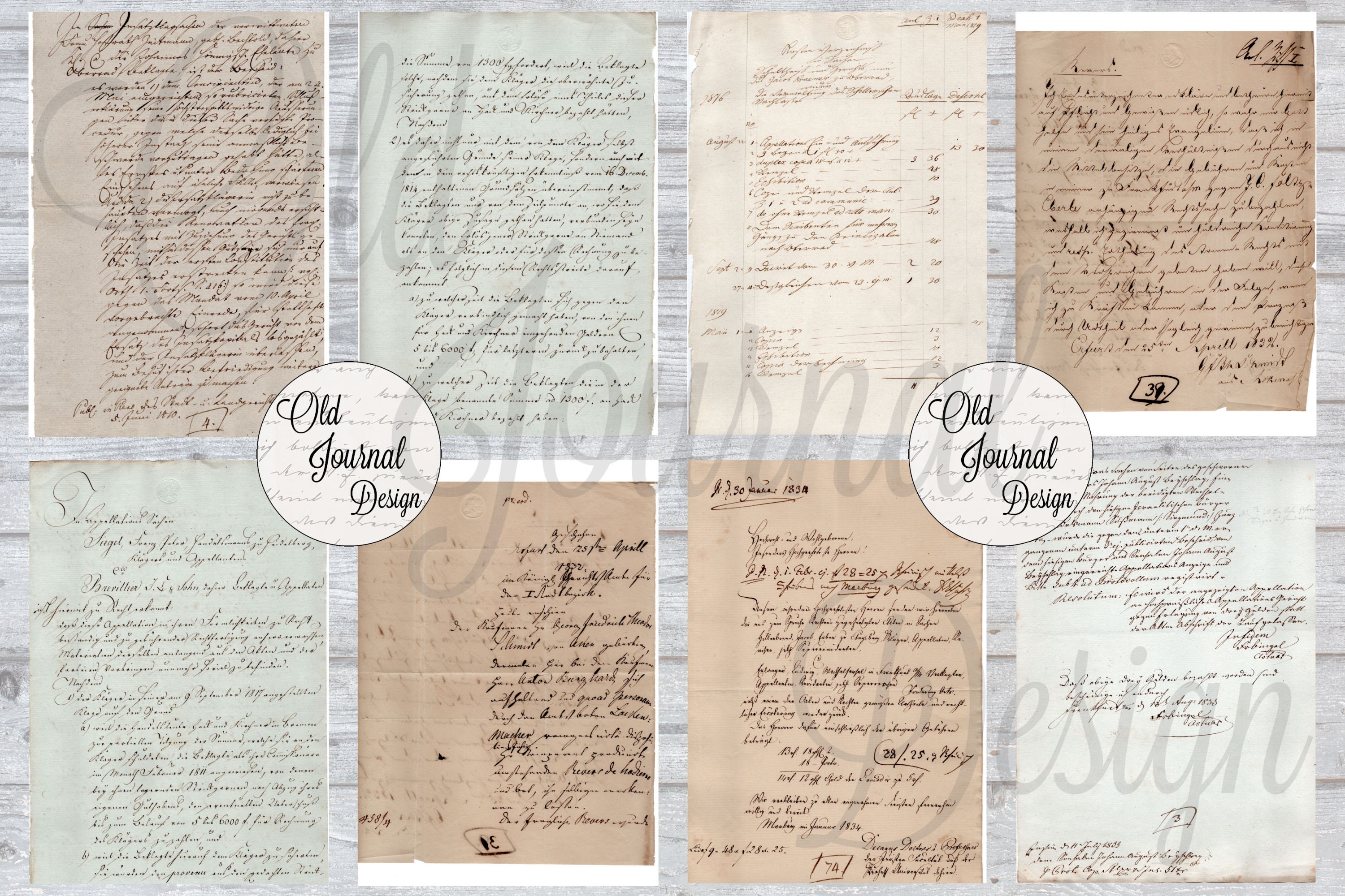 15 Pg Vintage old Documents Set 3 Printable Junk - Etsy