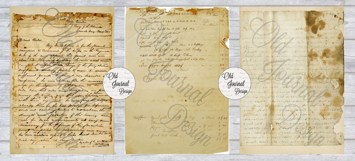 10 Pg Vintage French Old Documents Printable Junk Journal Pages ...