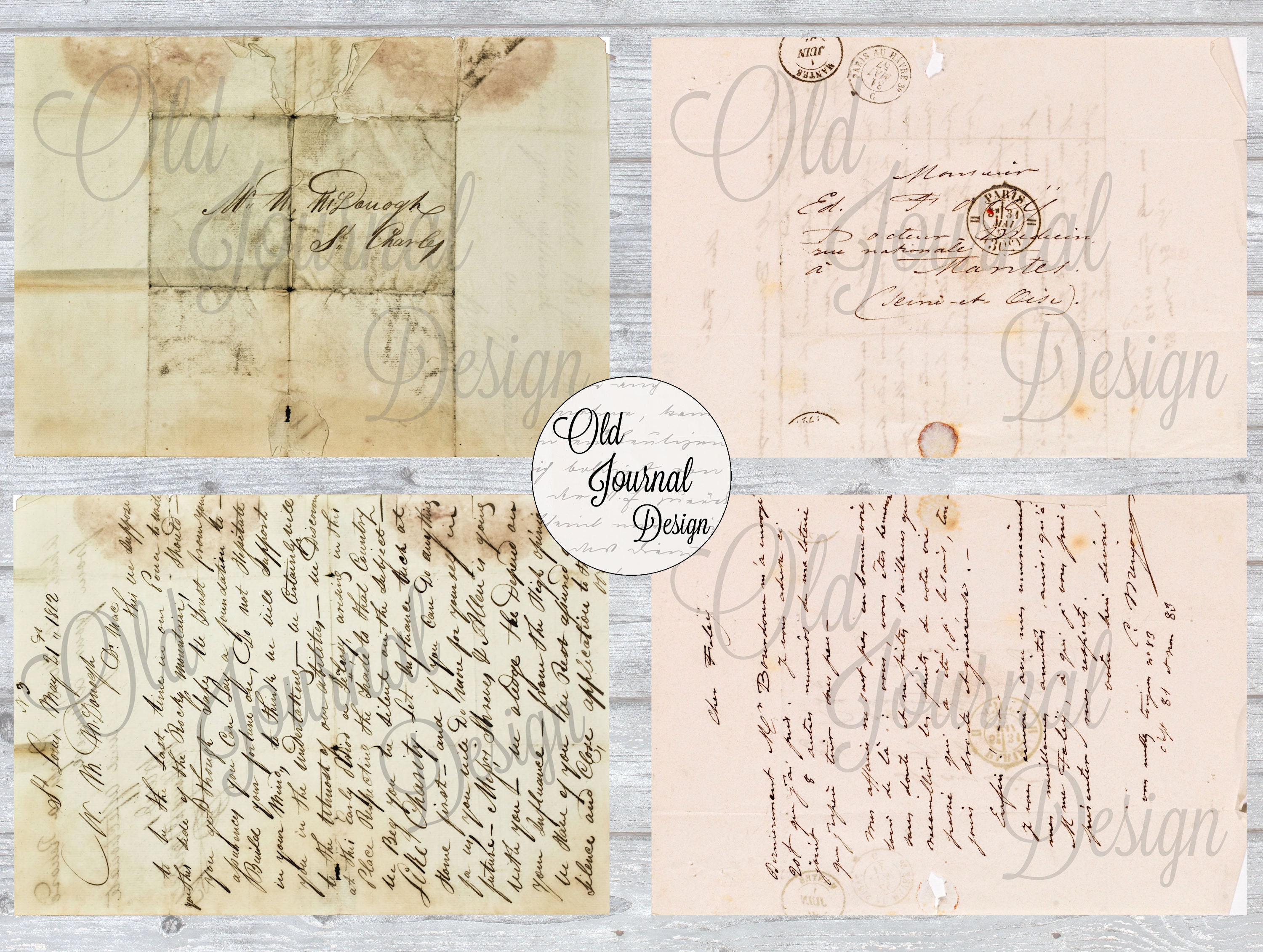 12 Pg OLD Vintage Letters & ENVELOPES Set 1 a4letter Size Printable ...