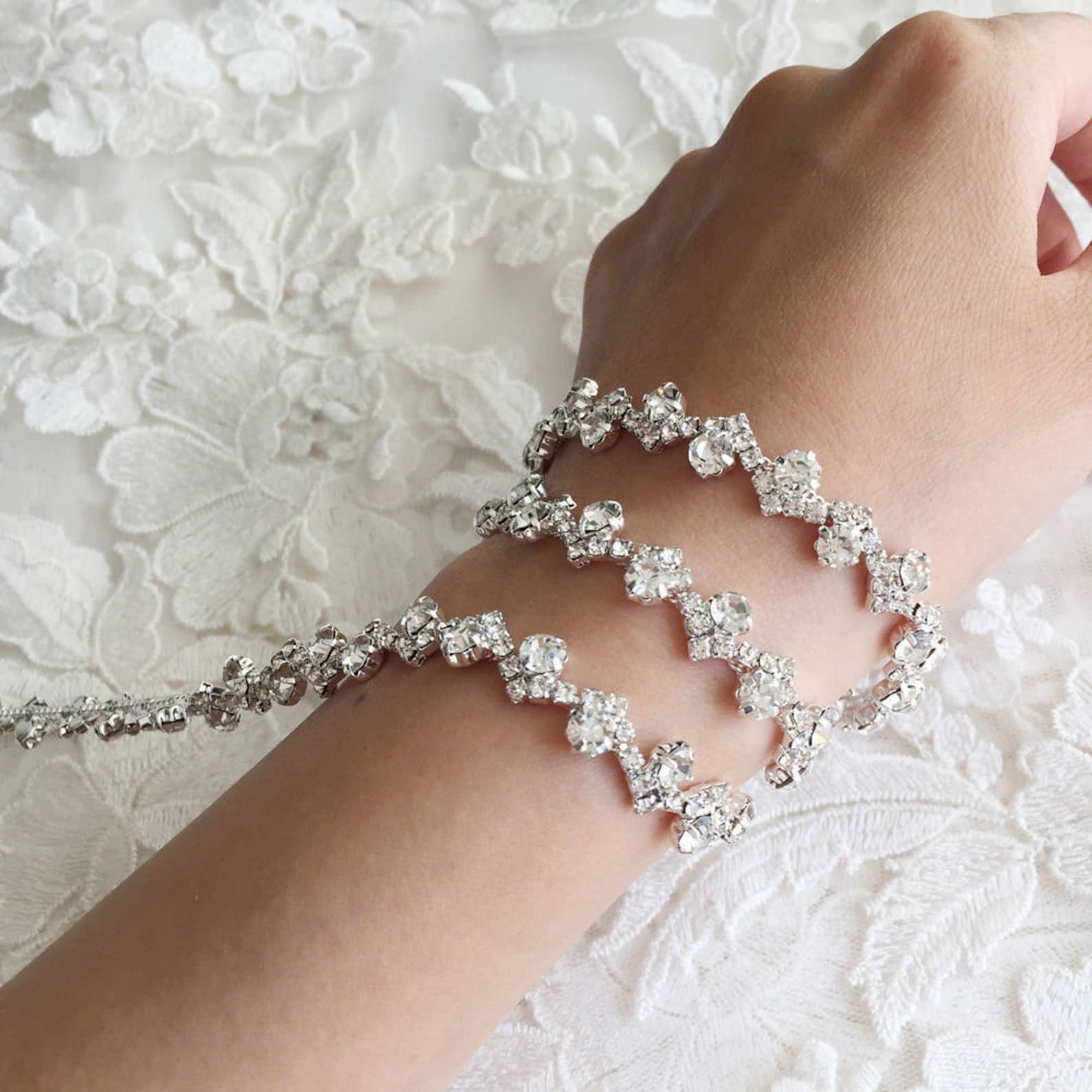 Rhinestone Diamante Wavy Chain Trim Beaded Applique - Etsy