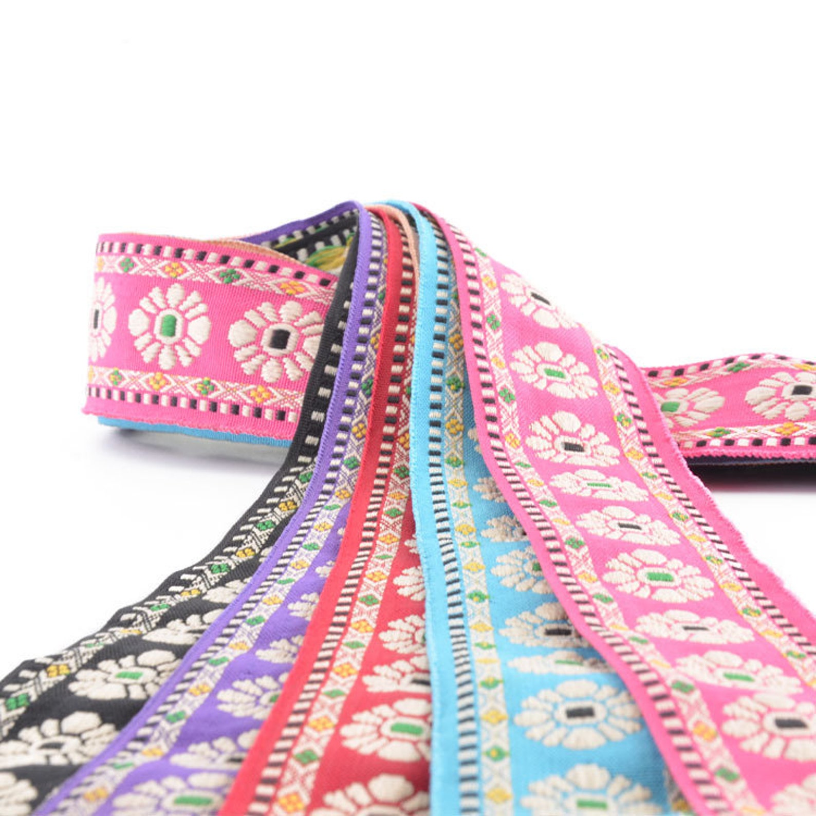 4cm Wide Ethnic Bohemian Jacquard Ribbon Trim Sewing Trimming Hat Belt ...