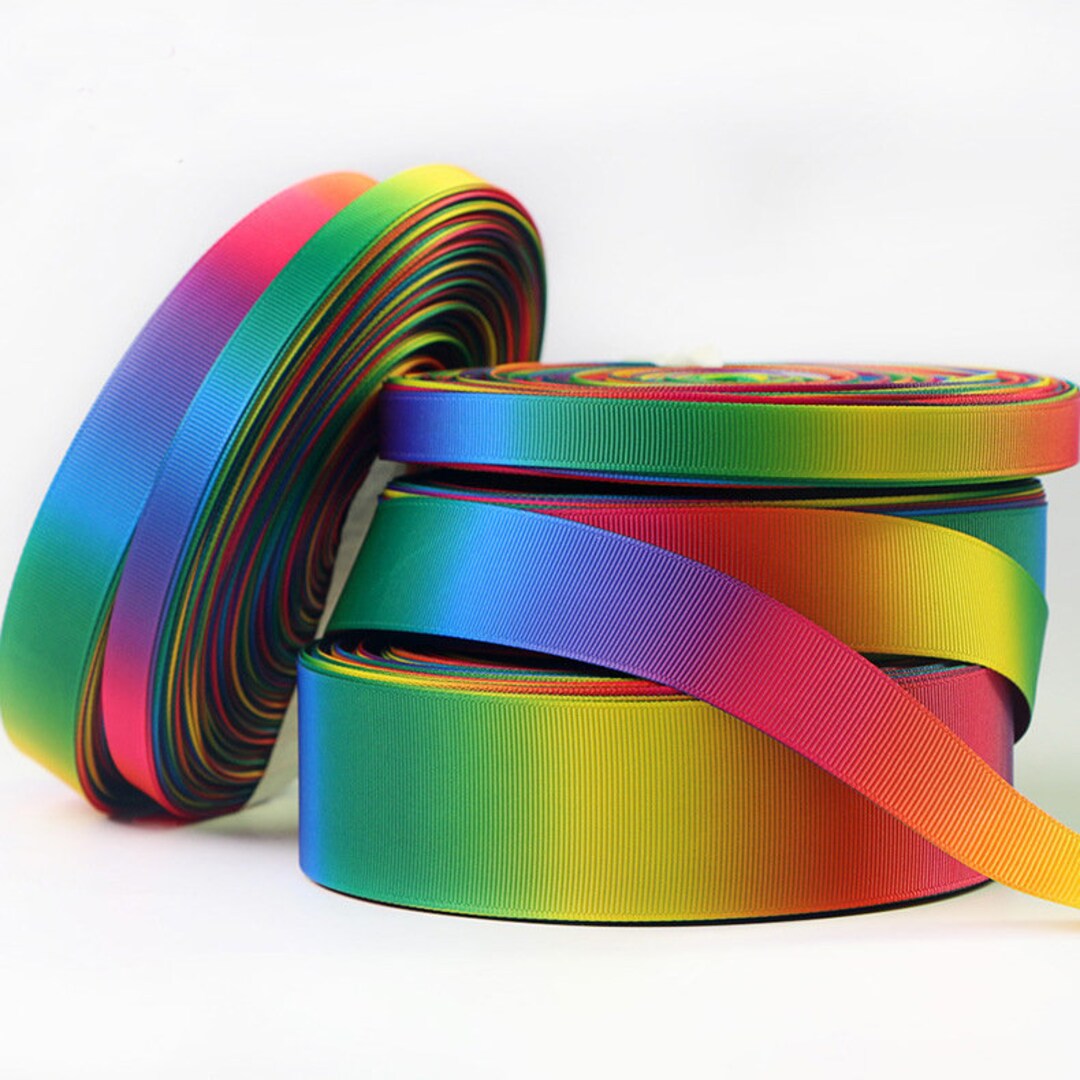 5M Rainbow Grosgrain Ribbon Floristry Cake Birthday Gift Wrap Craft ...