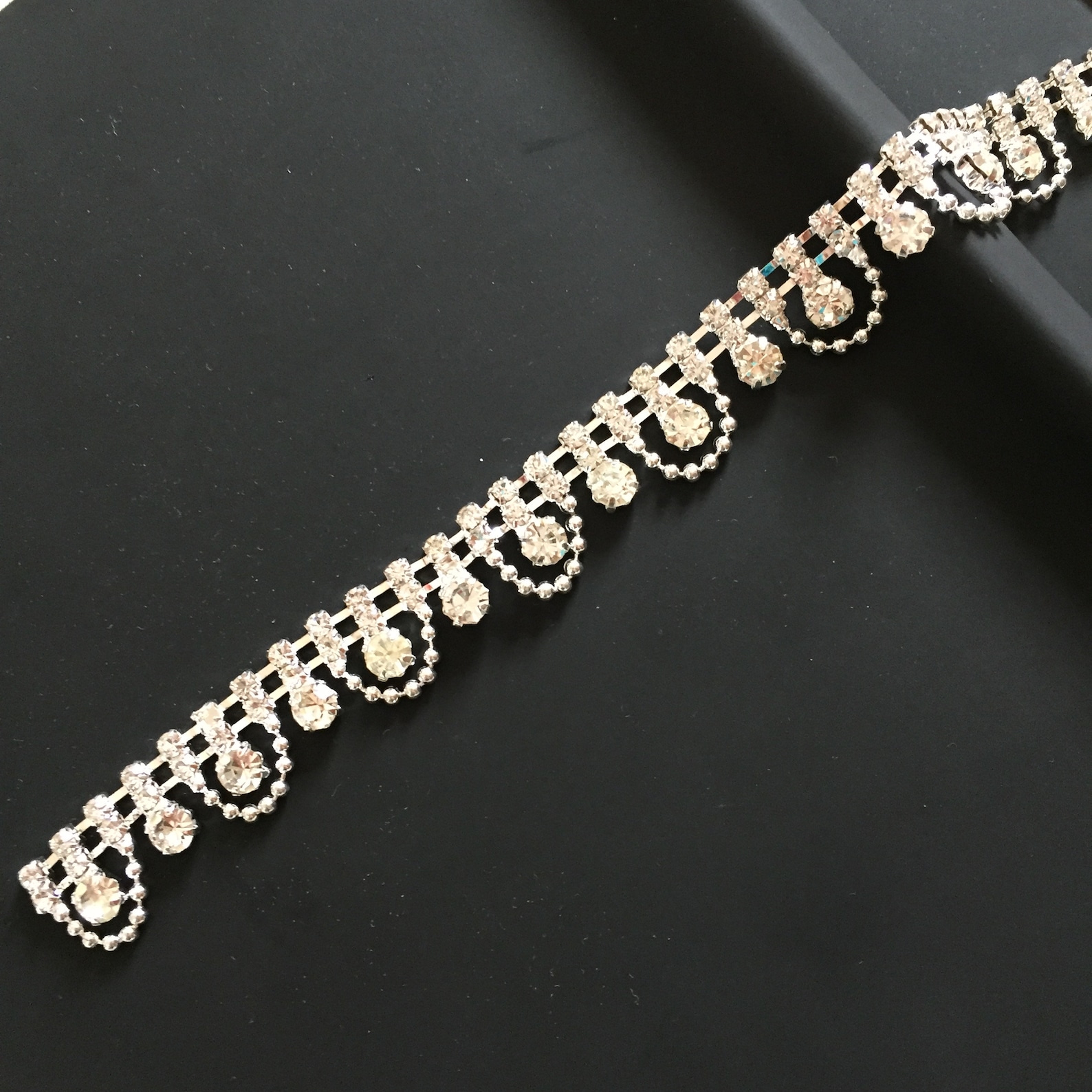 Rhinestone Diamante Wavy Chain Trim Beaded Applique for - Etsy