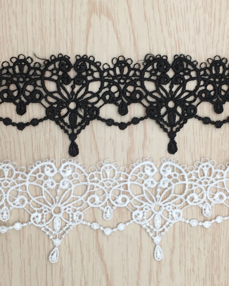 Gothic Hearts Art Deco Fine Embroidered LACE TRIM Sewing Ribbon Craft ...
