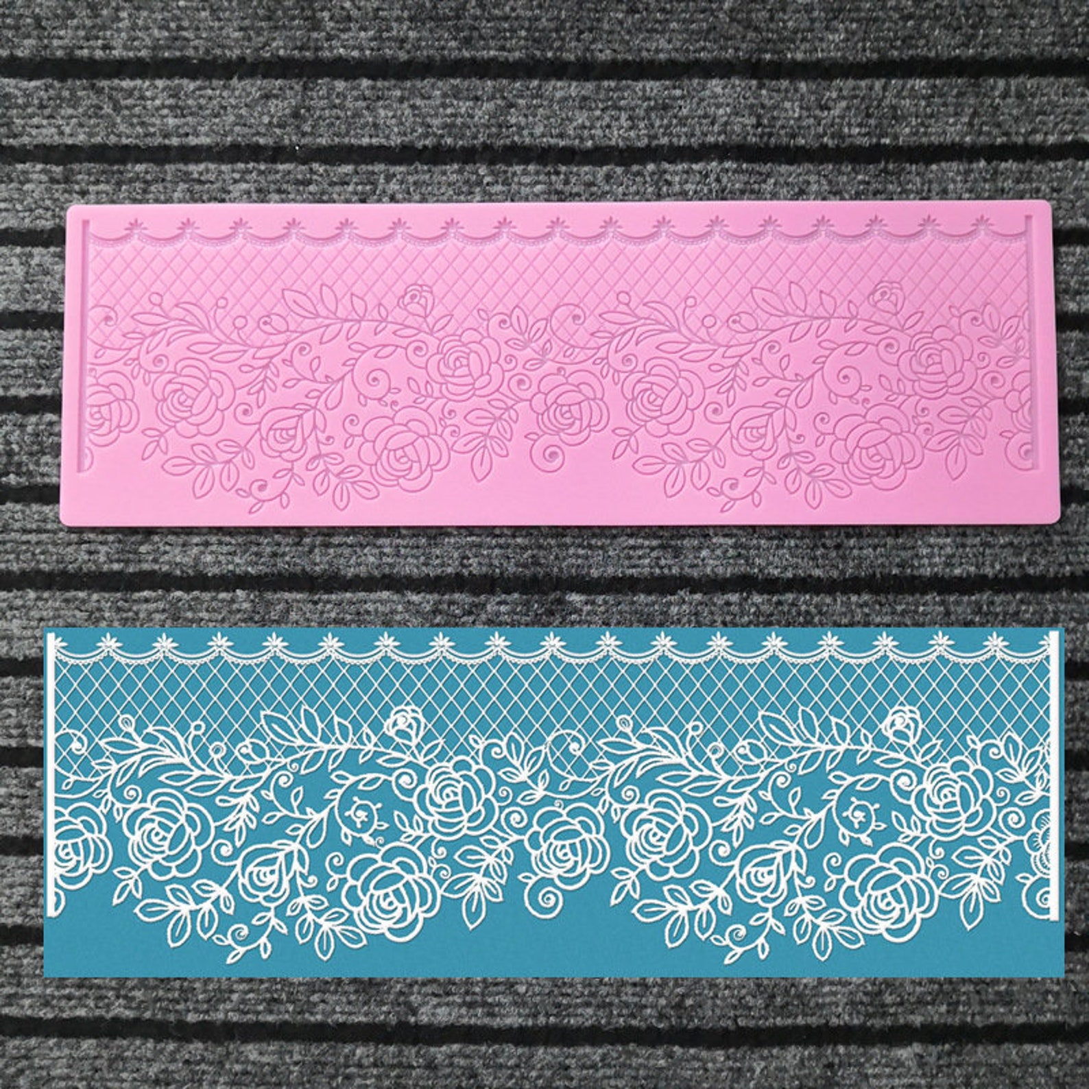 Large Flower Lace Silicone Fondant Cake Decorating Mould Mold Mat Craft ...