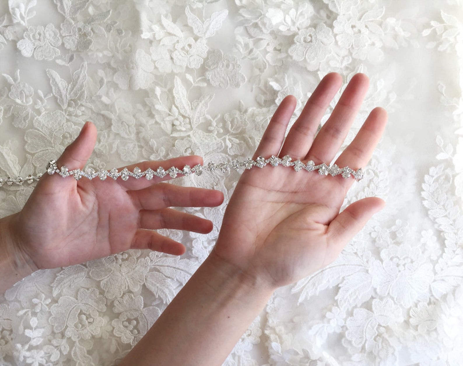 Rhinestone Diamante Wavy Chain Trim Beaded Applique - Etsy