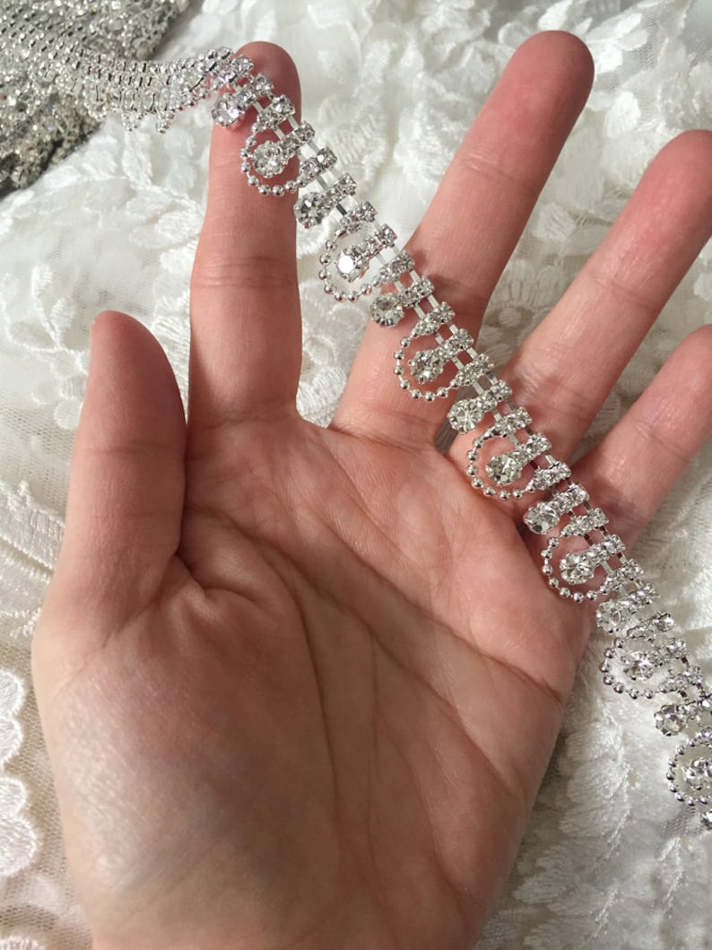 Rhinestone Diamante Wavy Chain Trim Beaded Applique for - Etsy