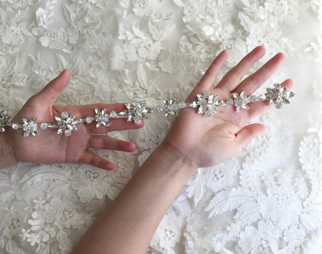 Rhinestone Diamante Flowers Chain Trim Applique - Etsy