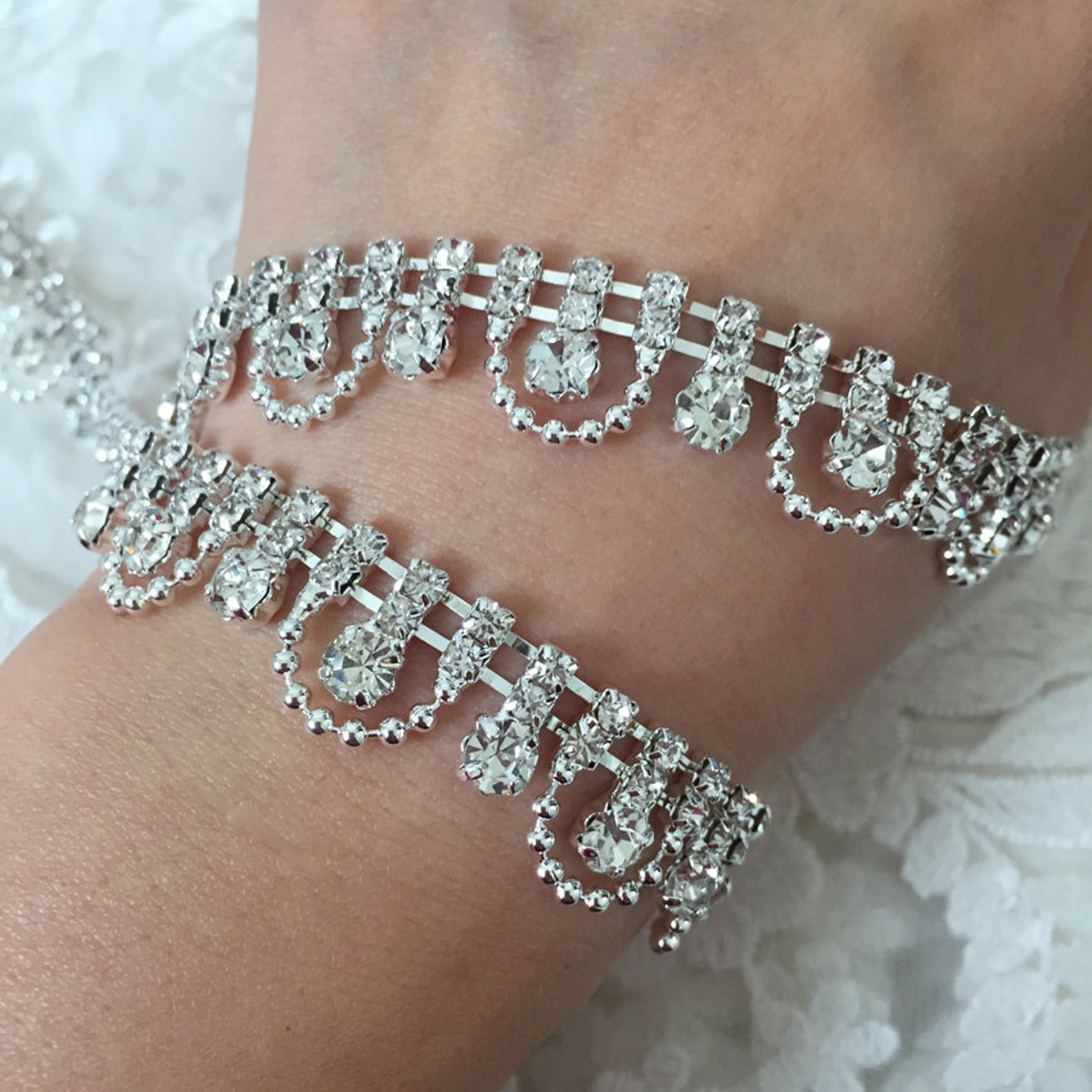 Rhinestone Diamante Wavy Chain Trim Beaded Applique - Etsy