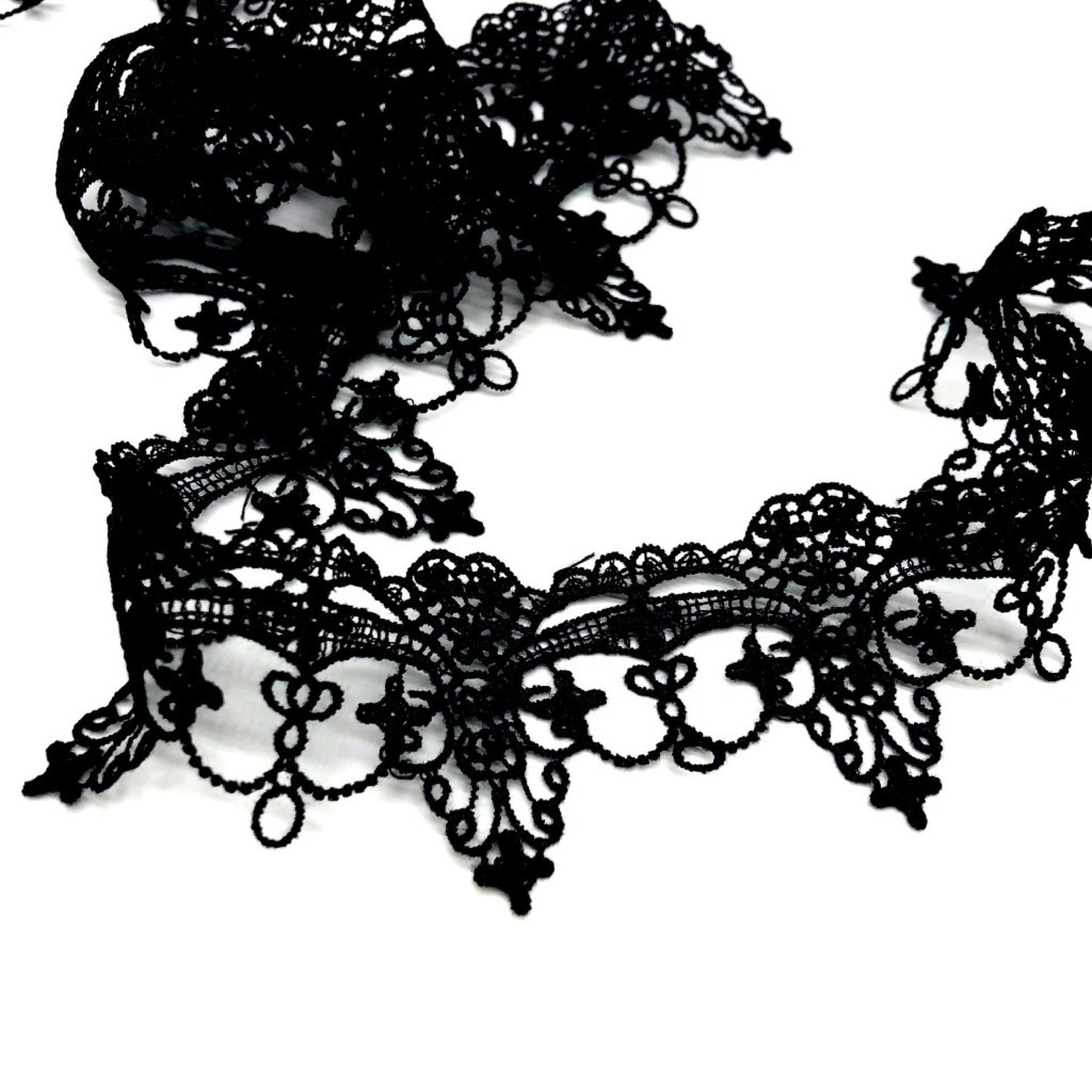 Gothic Art Deco Fine Delicate Embroidered LACE TRIM Sewing Ribbon Craft ...