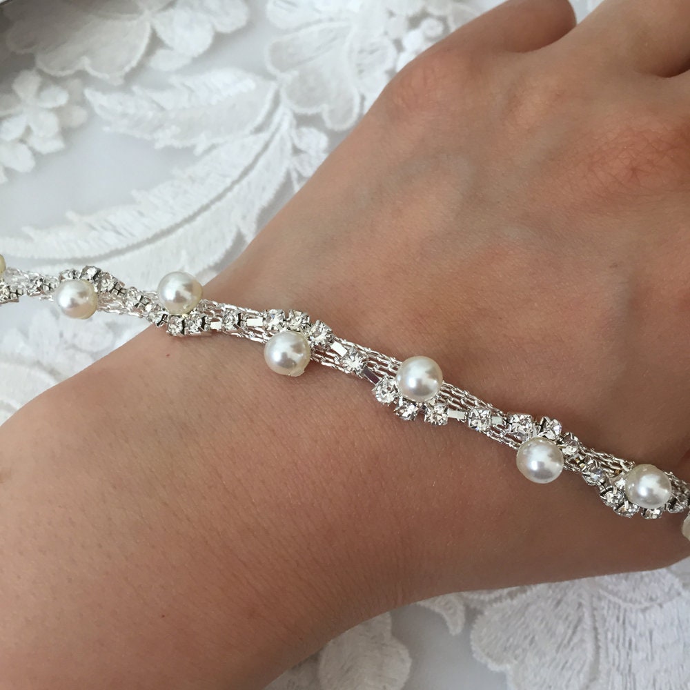 Rhinestone & Pearl Beaded Chain Trim, Bridal Applique - Etsy