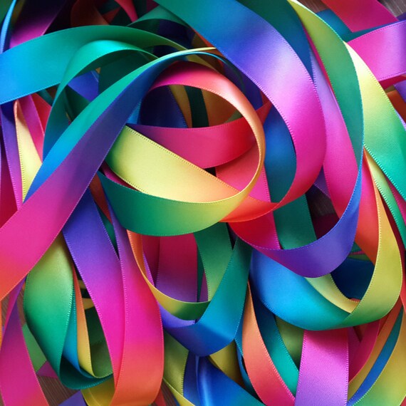 5M Rainbow Satin Ribbon Floristry Cake Birthday Gift Wrap | Etsy