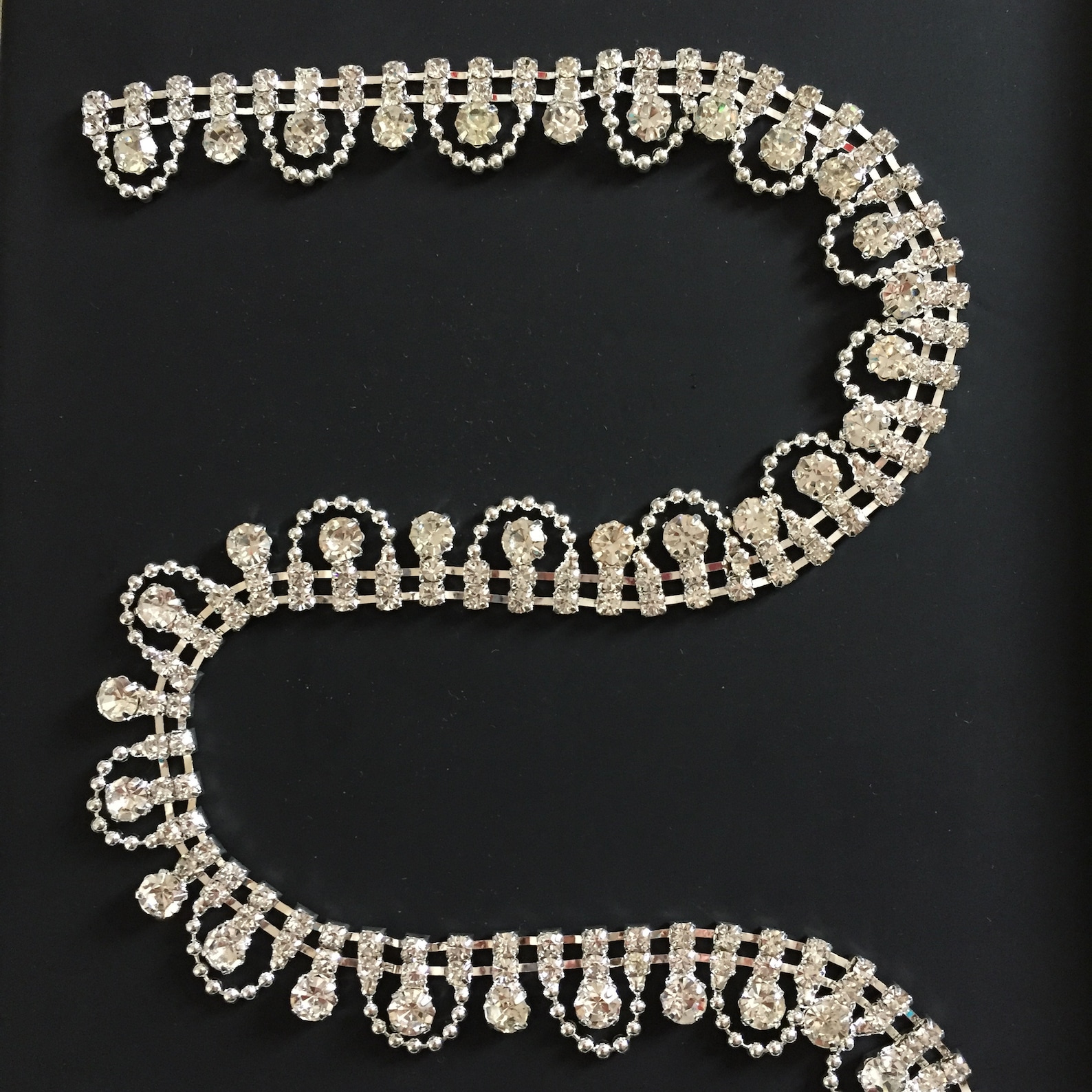 Rhinestone Diamante Wavy Chain Trim Beaded Applique for - Etsy