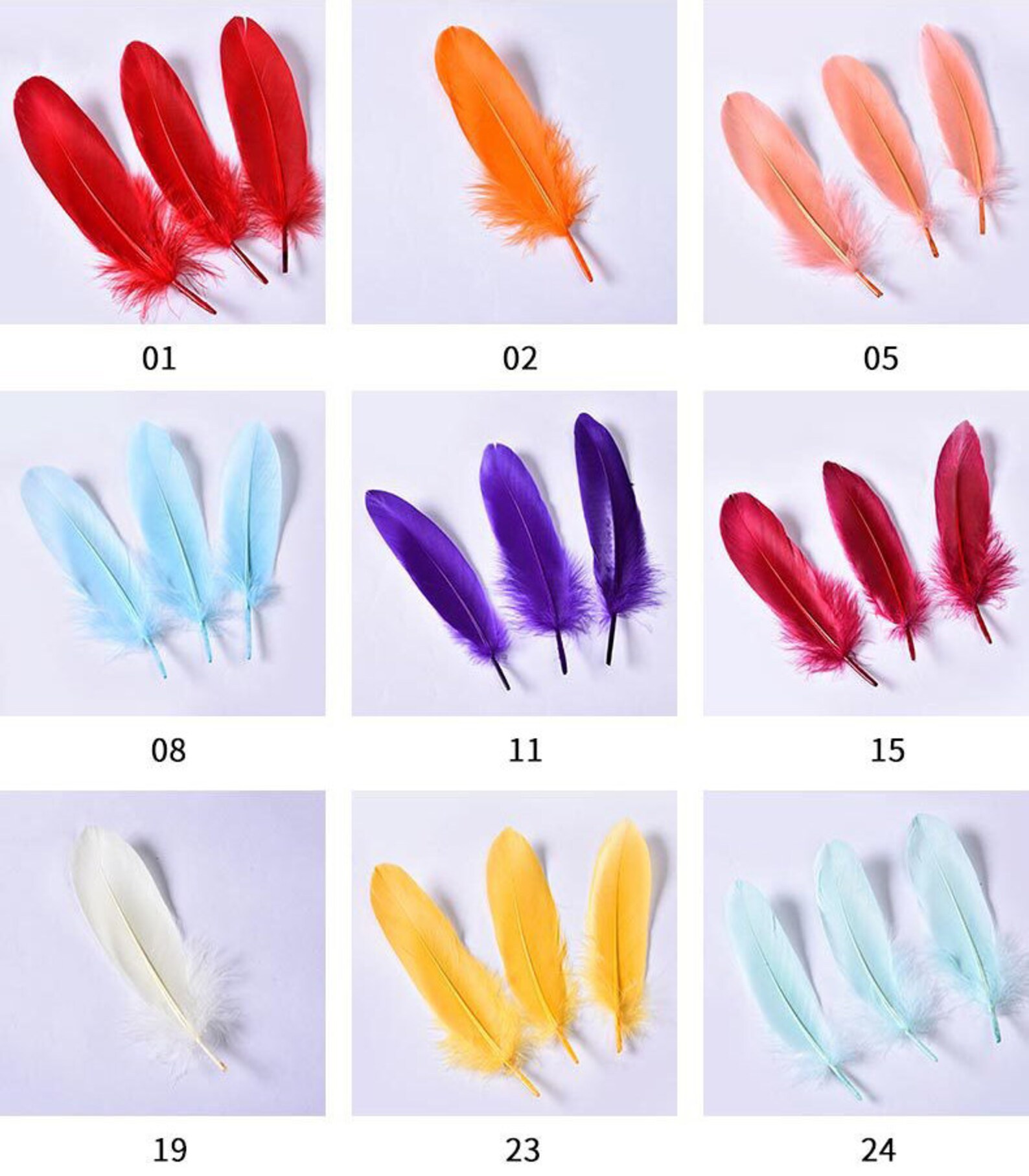 10 X 4''-8'' Dyed Goose Feathers Costume Party Favour Craft Wedding Hat ...