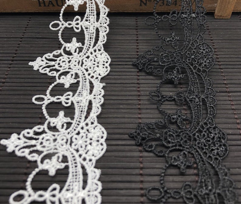 Gothic Art Deco Fine Delicate Embroidered LACE TRIM Sewing Ribbon Craft ...