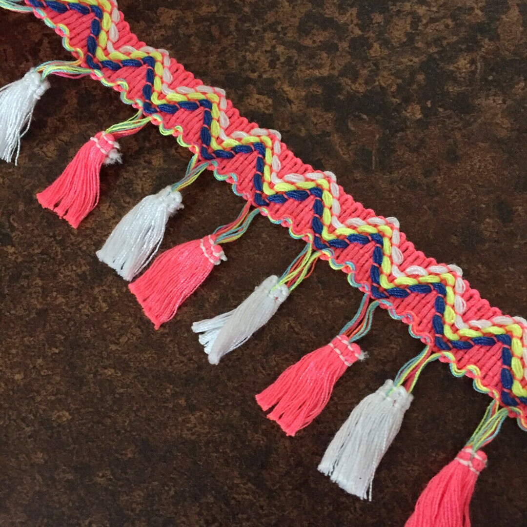 Colour Block or Pastel Coloured Tassels Trim Ribbon Craft Upholstery ...