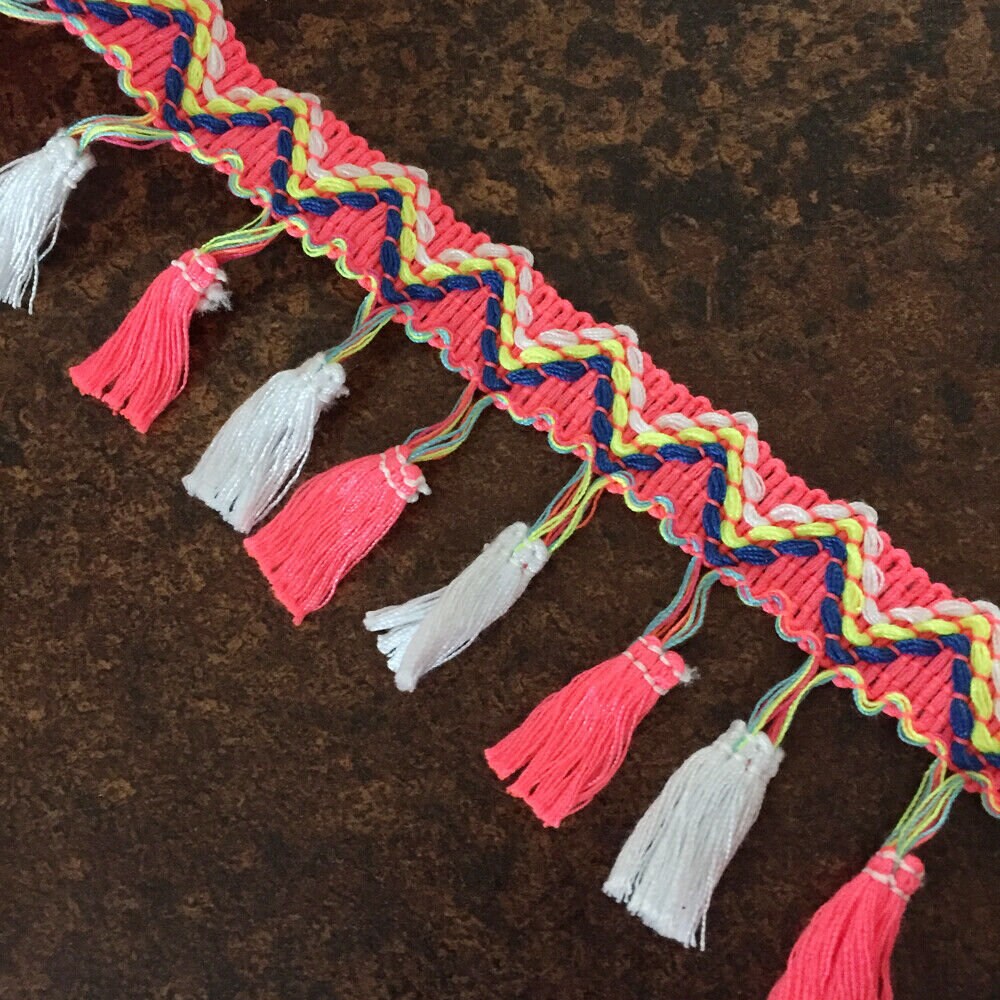 Colour Block Or Pastel Coloured Tassels Trim Ribbon Craft Upholstery Boho Ethnic Etsy