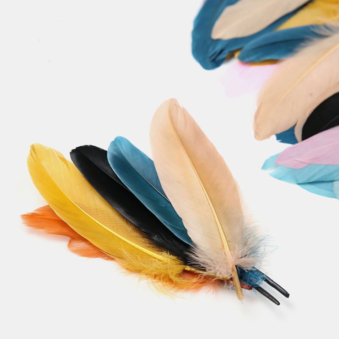 10 X 4''-8'' Dyed Goose Feathers Costume Party Favour Craft Wedding Hat ...