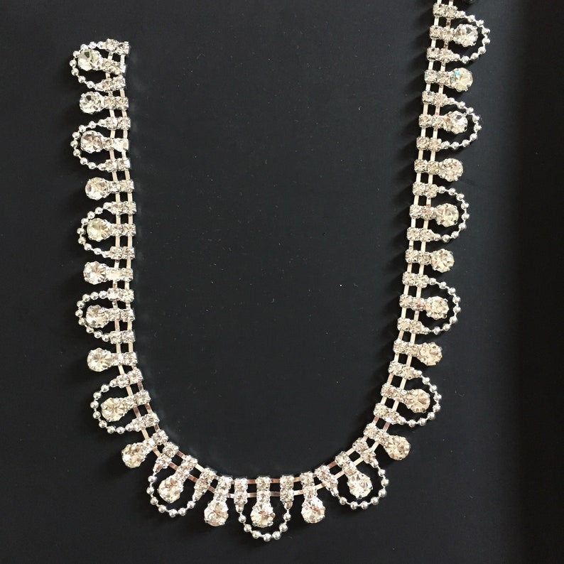 Rhinestone Diamante Wavy Chain Trim Beaded Applique for - Etsy