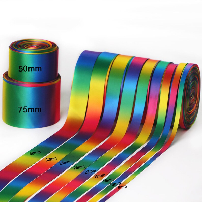 5M Rainbow Satin Ribbon Floristry Cake Birthday Gift Wrap - Etsy