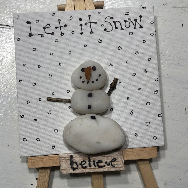 Snowman Pebble Art - Etsy