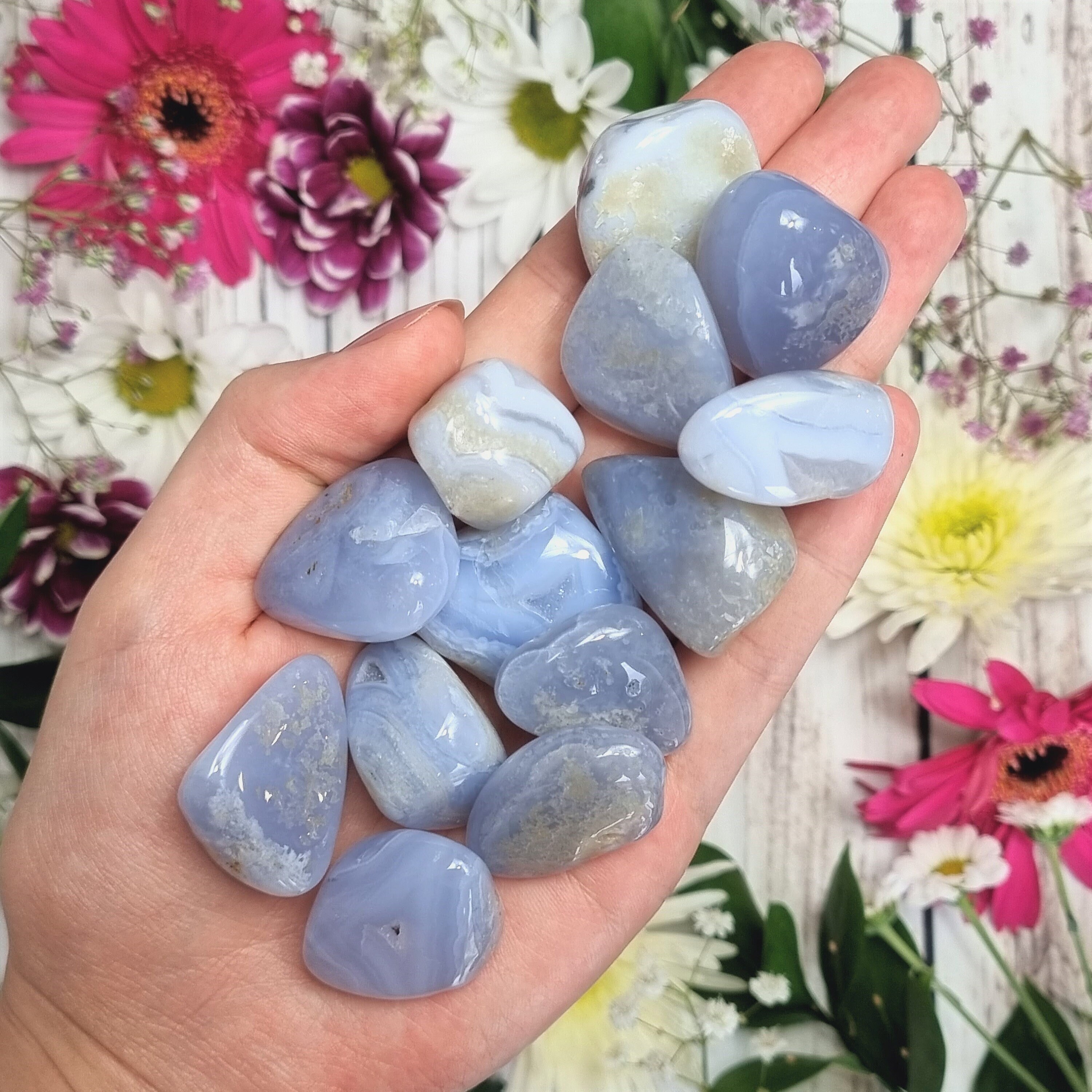 Blue Lace Agate Crystals Tumbled Blue Lace Agate Stone | Etsy