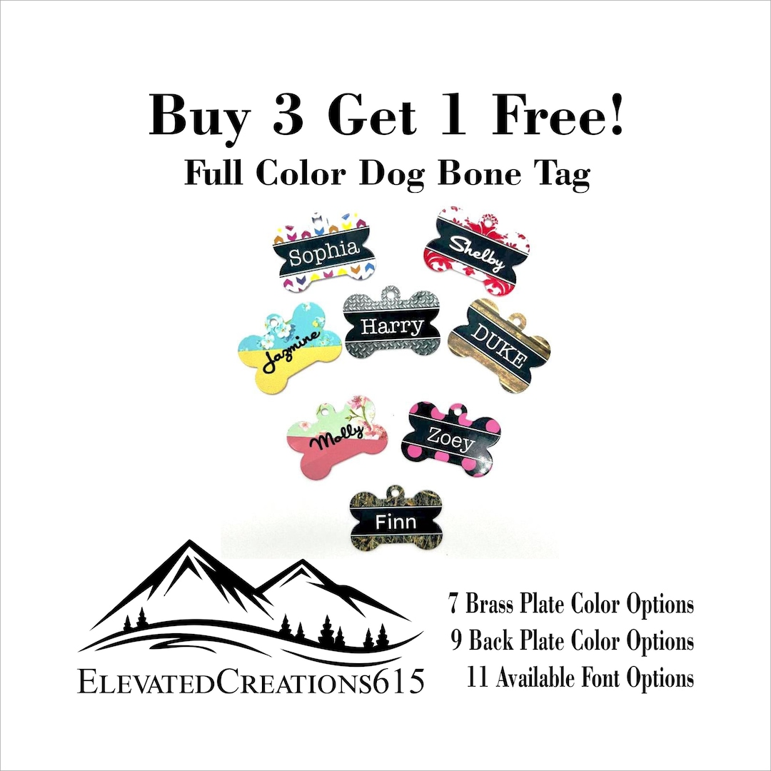 Fully Customizable Color Dog Bone Pet Tag BUY 3 & GET 1 FREE - Etsy