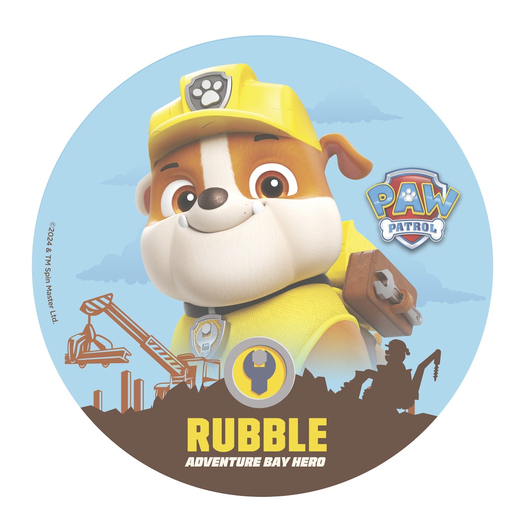 Rubble Paw Patrol Cake Topper 20 Cm Ø Wafer Paper Birthday - Etsy