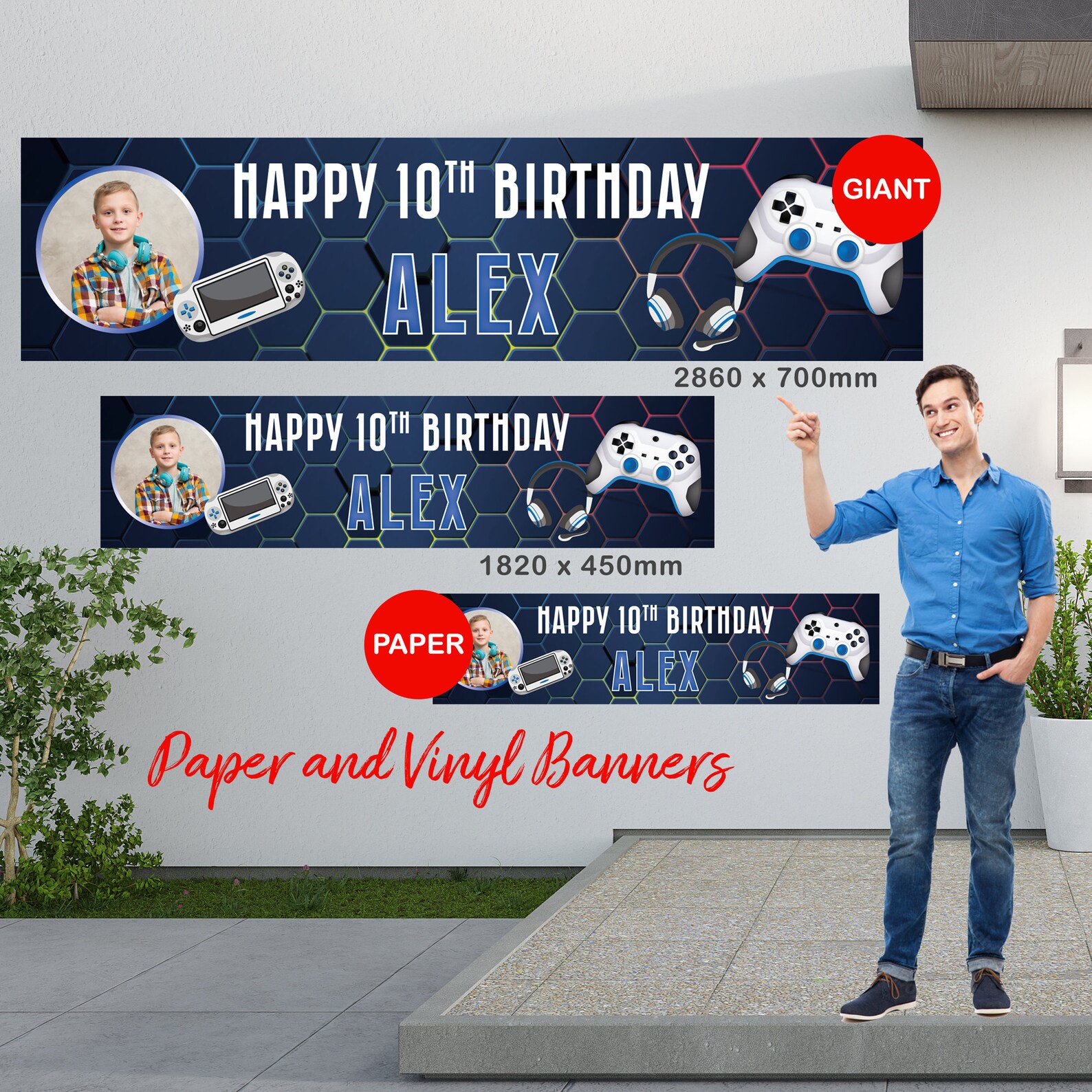 Personalised Gamer Banner - Paper or Vinyl Personalised Gaming Banner ...