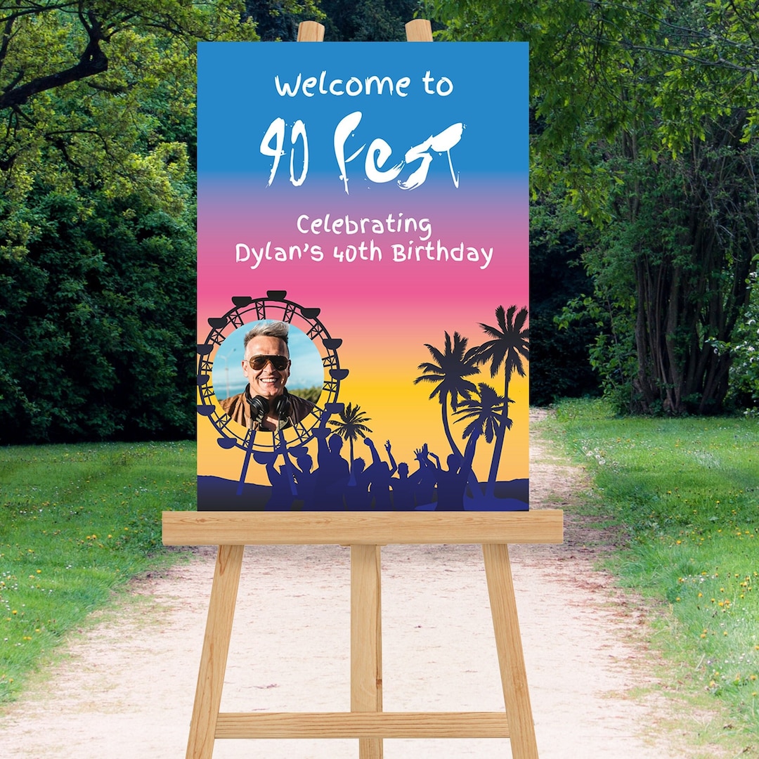 Personalised Festival Photo Welcome Birthday Sign Festival Birthday ...
